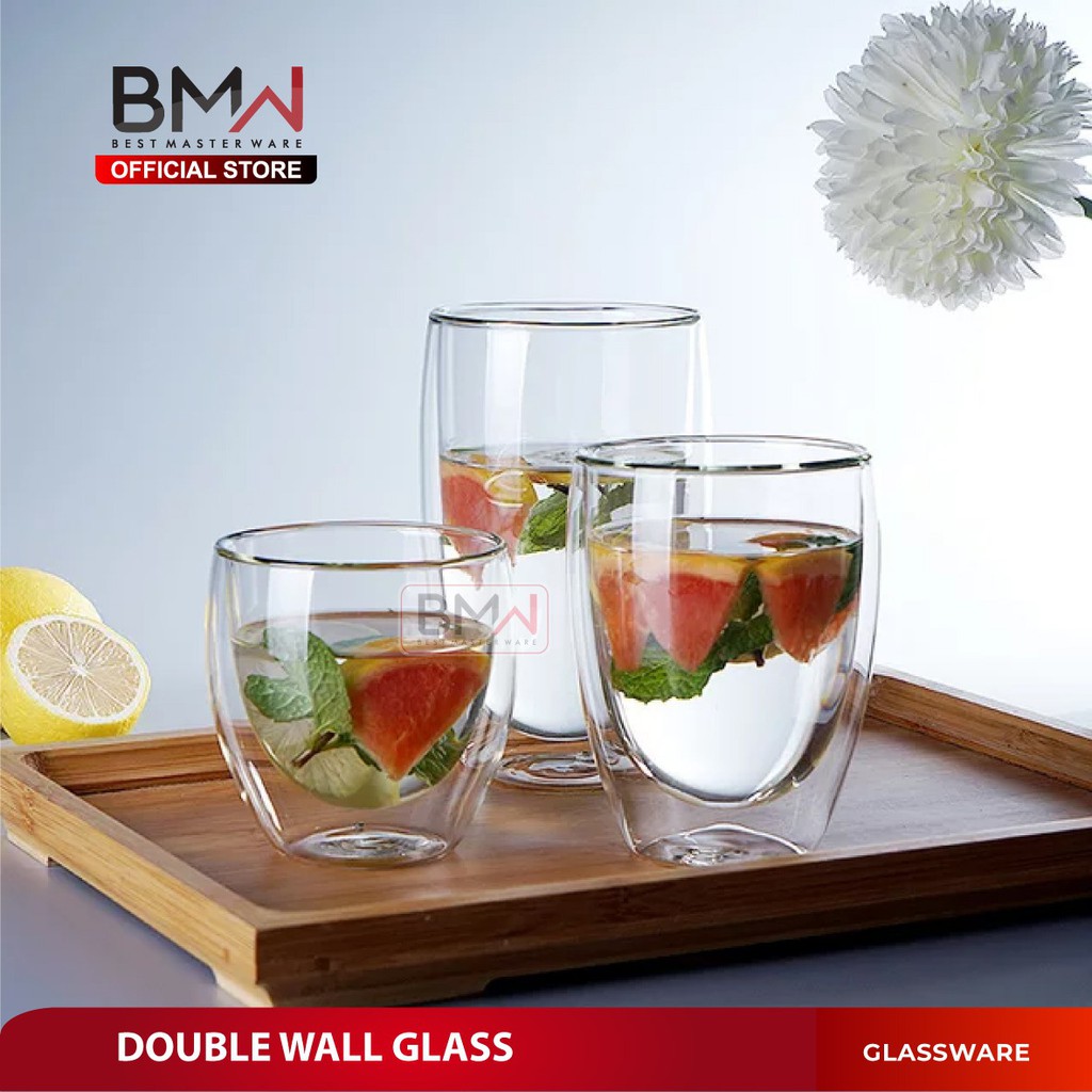Jual BMW Kitchen Ware - Gelas Double Wall Insulated Cup Glass Anti Panas Kaca Dobel Bagus Unik ...