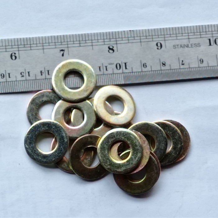 Jual RING PLAT M10 KUNING RING 10MM Yellow Zinc WAHSER M10 KUNING RING ...