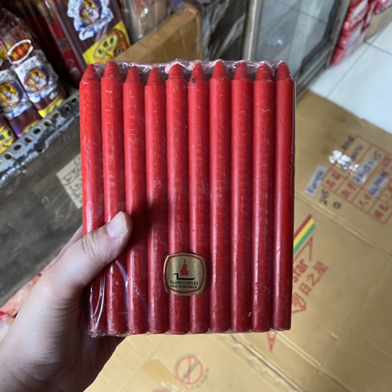 Jual Lilin Merah Isi 70 pcs Cap Sujaru Lilin Sembahyang Panjang Merah ...