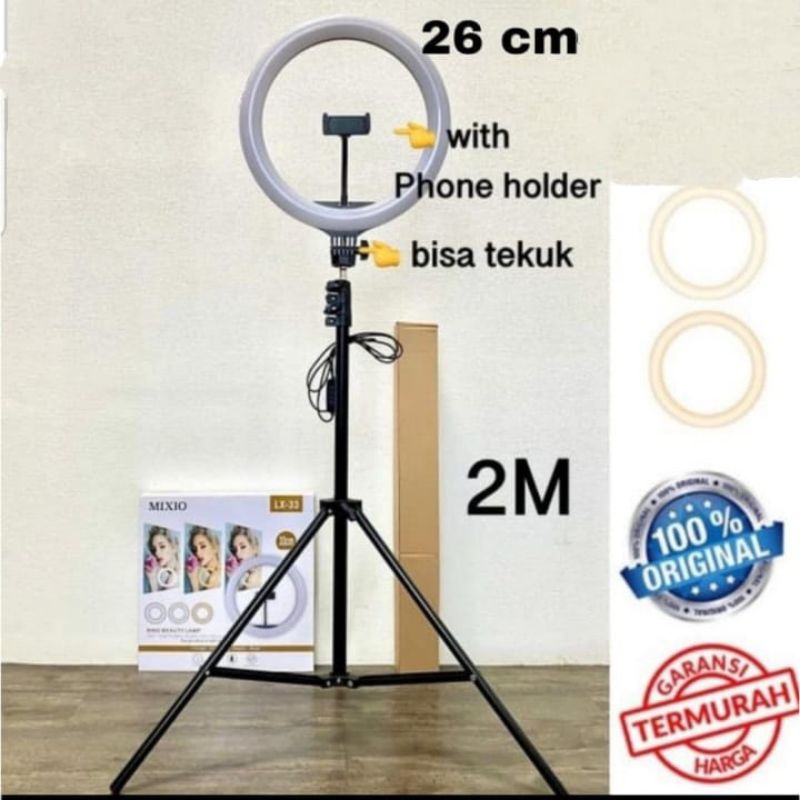Jual Ring light 26cm + Tripod stand 2M streaming selfie vlog studio ...