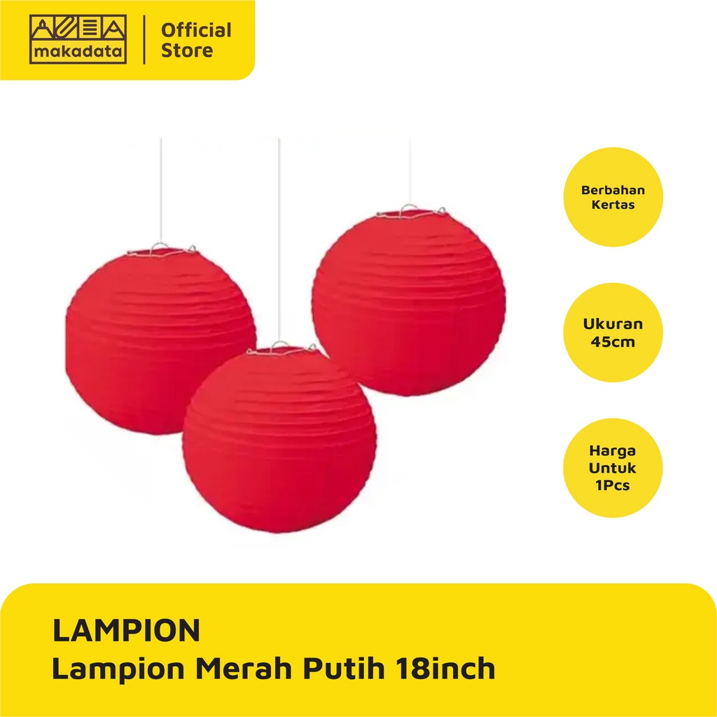 Jual LAMPION HIASAN GANTUNG MERAH PUTIH 18 INCH (1PCS) MURAH | Shopee ...