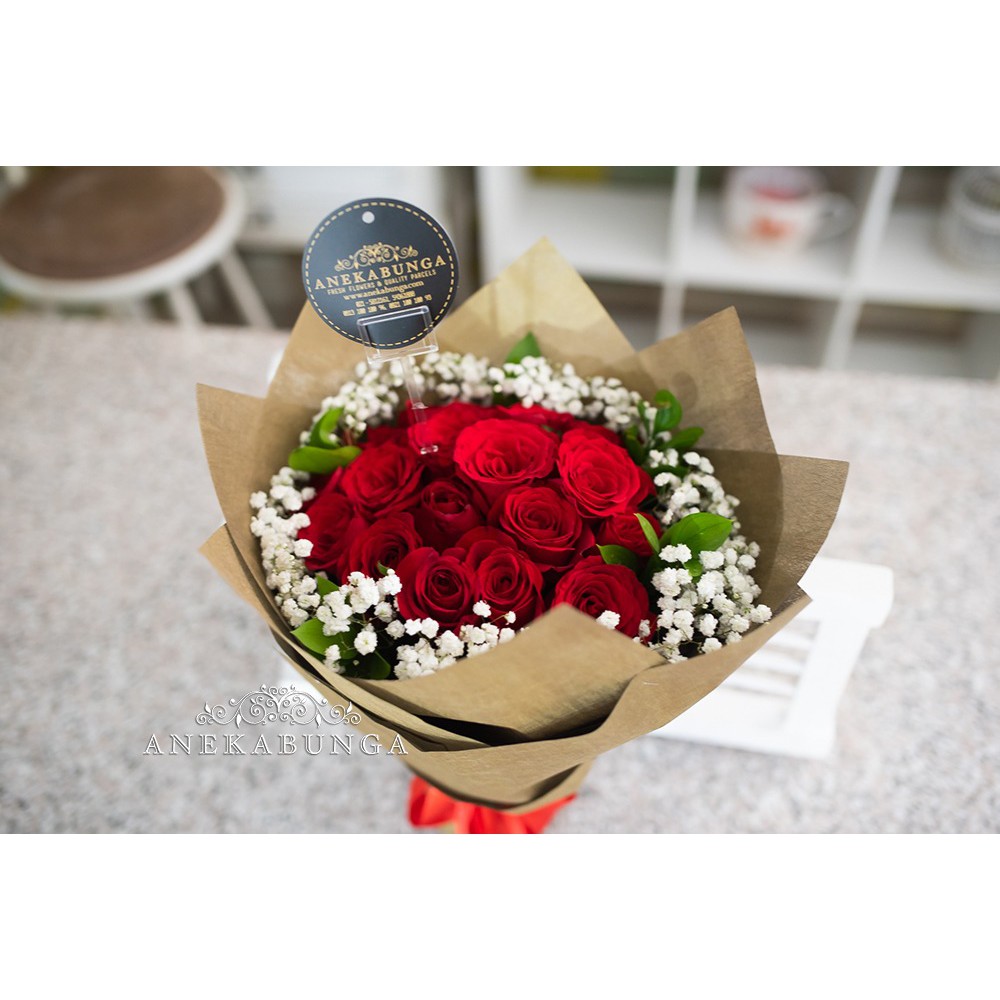 Jual Buket Bunga Mawar Merah Asli Fresh Red Rose Hand Bouquet Flower ...