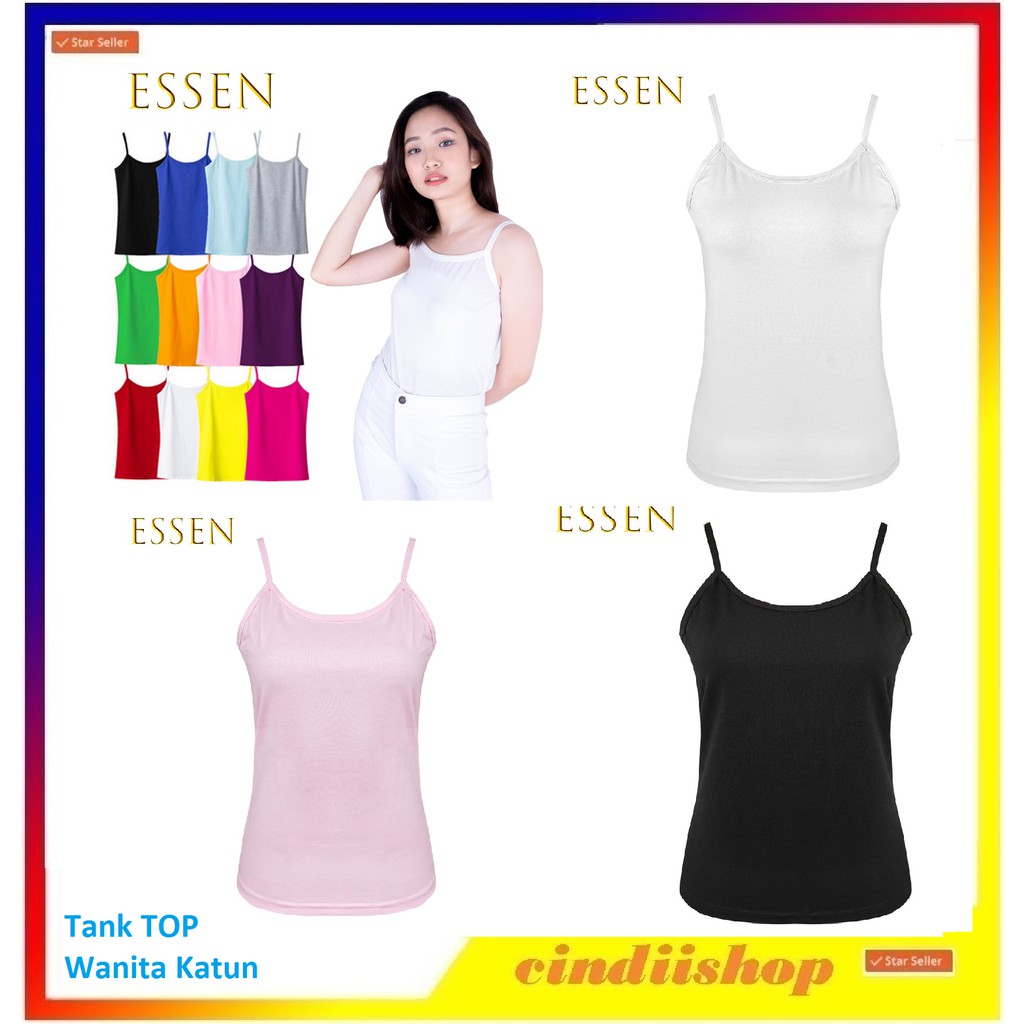 Jual Tangtop Katun Wanita Tanktop ESSEN Tank Top Tali Kecil Singlet ...