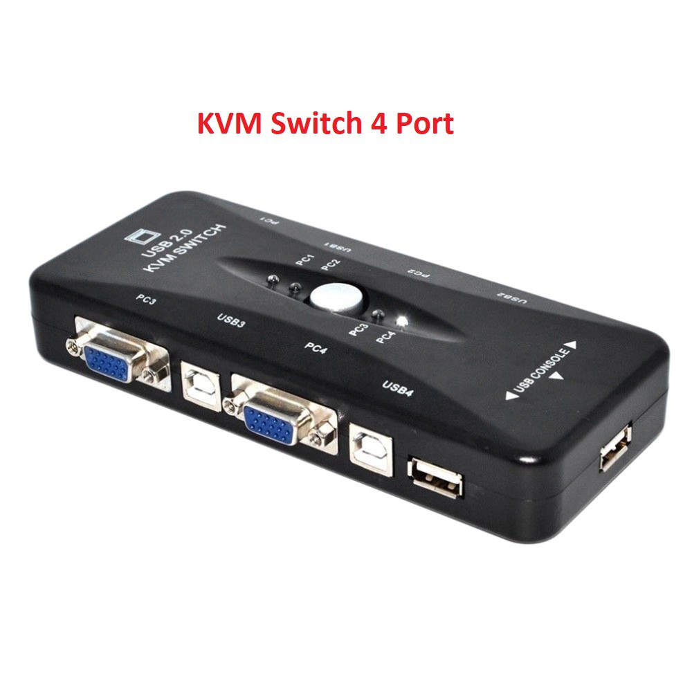Jual KVM Switch 4 Port USB 2.0 Support Sharing Printer Keyboard Mouse ...