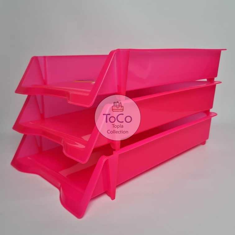 Jual TOPLA Elevated Tray 3 Susun Plastik Tebal Paper Tray Rak File F4 ...