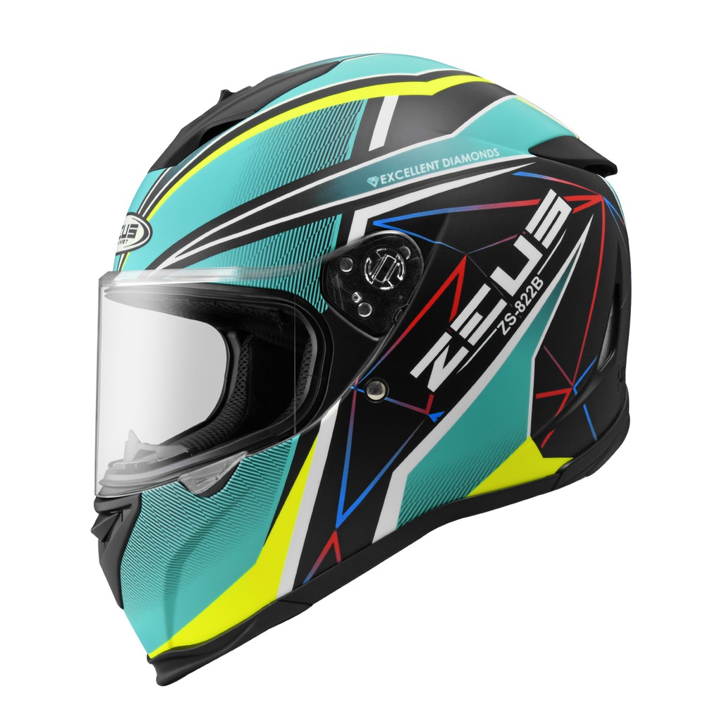 Jual ZEUS ZS 822B MBLK AO22 GREEN DOFF FULL FACE FLAT VISOR FREE DARK ...