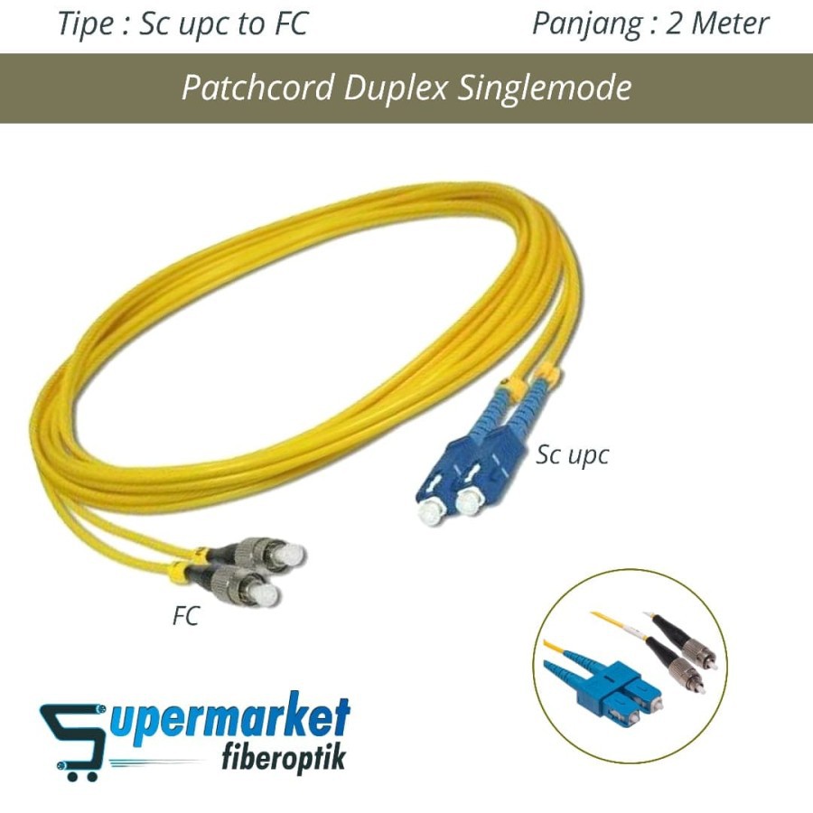 Jual Patchcord Fiber Optik Duplex SingleMode SC UPC to FC Panjang 2 ...