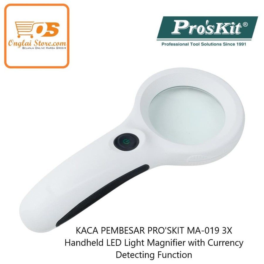 Jual KACA PEMBESAR PRO'SKIT MA-019 3X Handheld LED Light Magnifier with ...