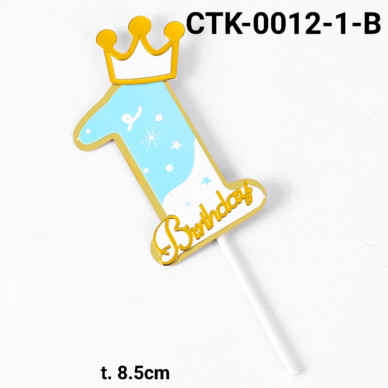 Jual GR-CTK-0012 Topper kertas hiasan kue happy birthday angka pink ...