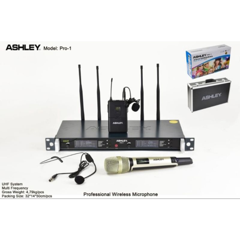 Jual Mic Wireless Pro1 isi 3 Mic Ashley Pro 1 Mikropon 1 Mic Pegang + 1 ...