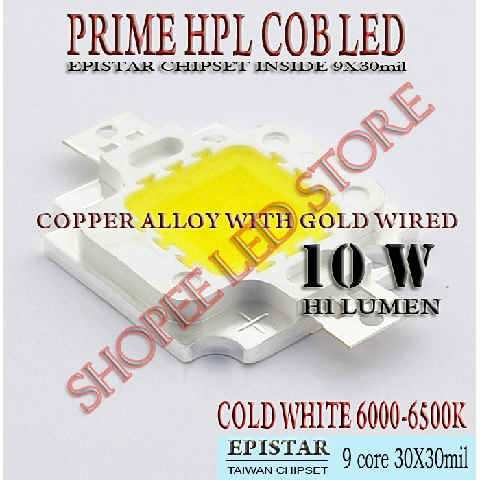 Jual EPISTAR GENUINE 10W 6500K EPISTAR HPL COB LED 10 WATT COLD WHITE ...