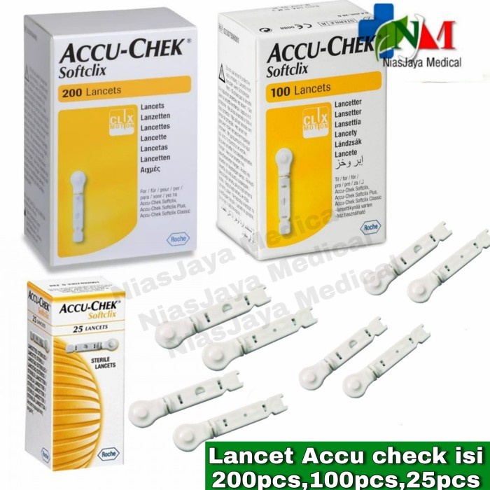 Jual lancet accu chek softclix/Lancet accu check isi 200pcs/100pcs/isi ...