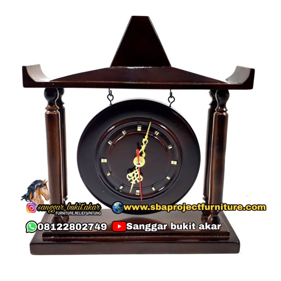 Jual Jam Meja Duduk Kayu Jati Model Gong Rumah Joglo Antik Unik ...