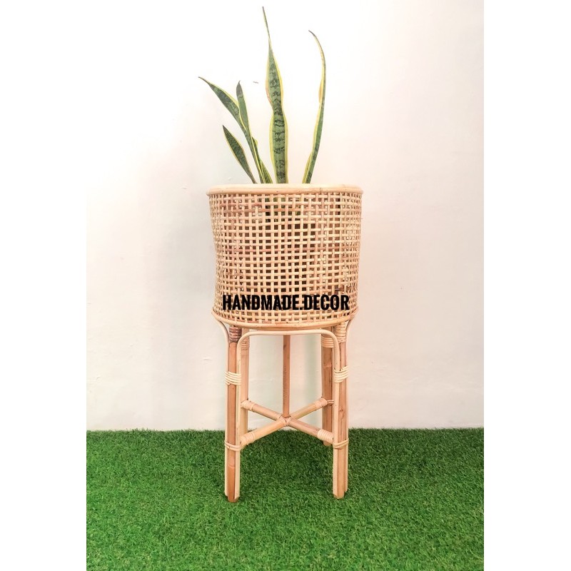 Jual Pot rotan / rattan stand plant / standing pot planter / pot ...