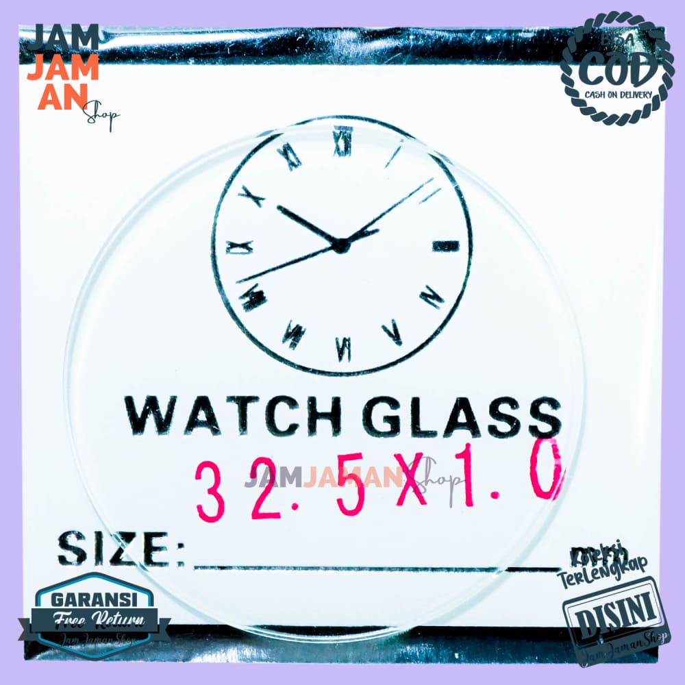 Jual Kaca Jam Kaca Bahan Aksesoris Jam PNC-325 Murah Kaca Datar 3,25 cm ...