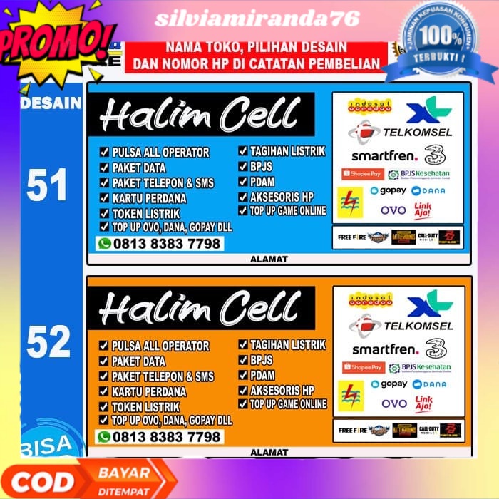 Jual COD MURAH Spanduk Banner Konter Pulsa / Celluler Berbagai Ukuran #3 - 100x50 | Shopee Indonesia