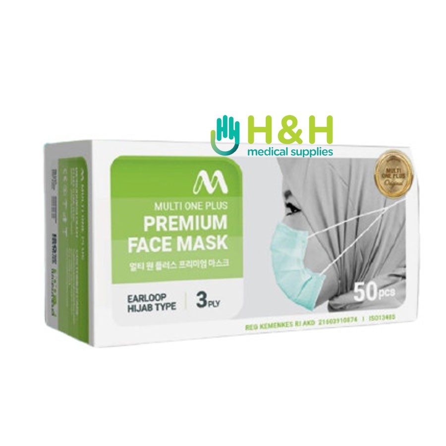 Jual Masker hijab masker headloop Multione Plus Premium Face Mask ...