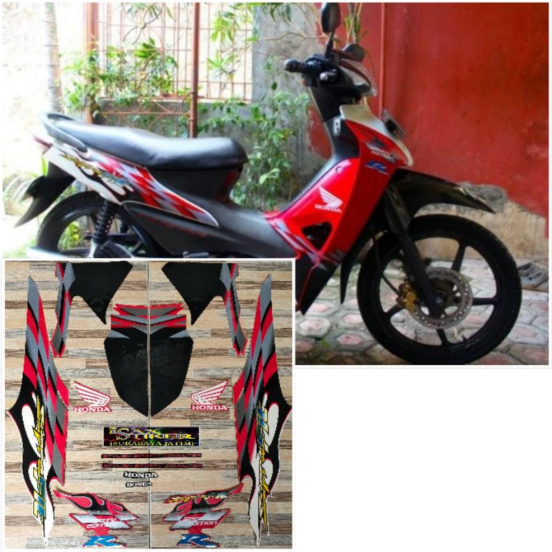 Jual striping original Honda Supra Fit sporty merah putih tahun 2006 ...