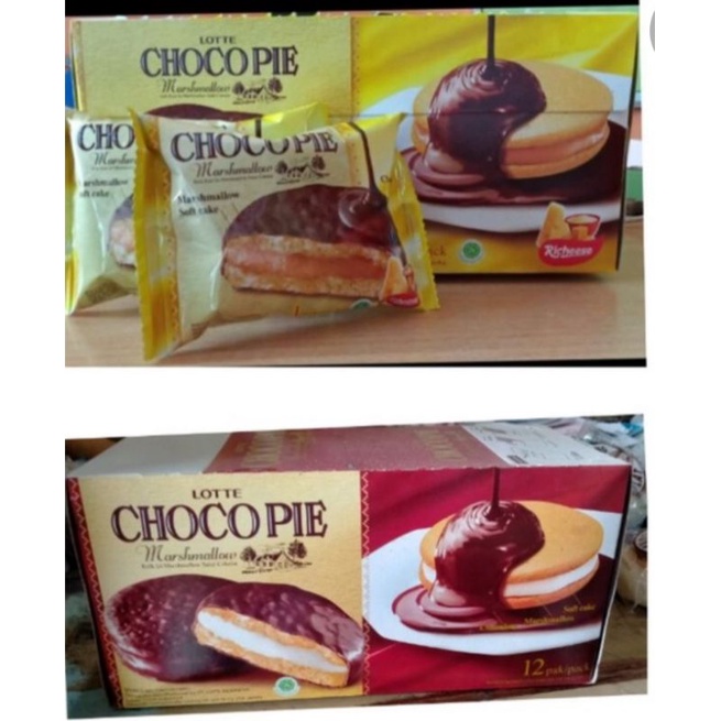 Jual LOTTE CHOCO PIE MARSHMALLOW CHOCLAT 12 PCS | Shopee Indonesia