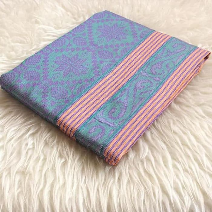 Jual kain tenun songket baron biru muda 2d terbaru | Shopee Indonesia