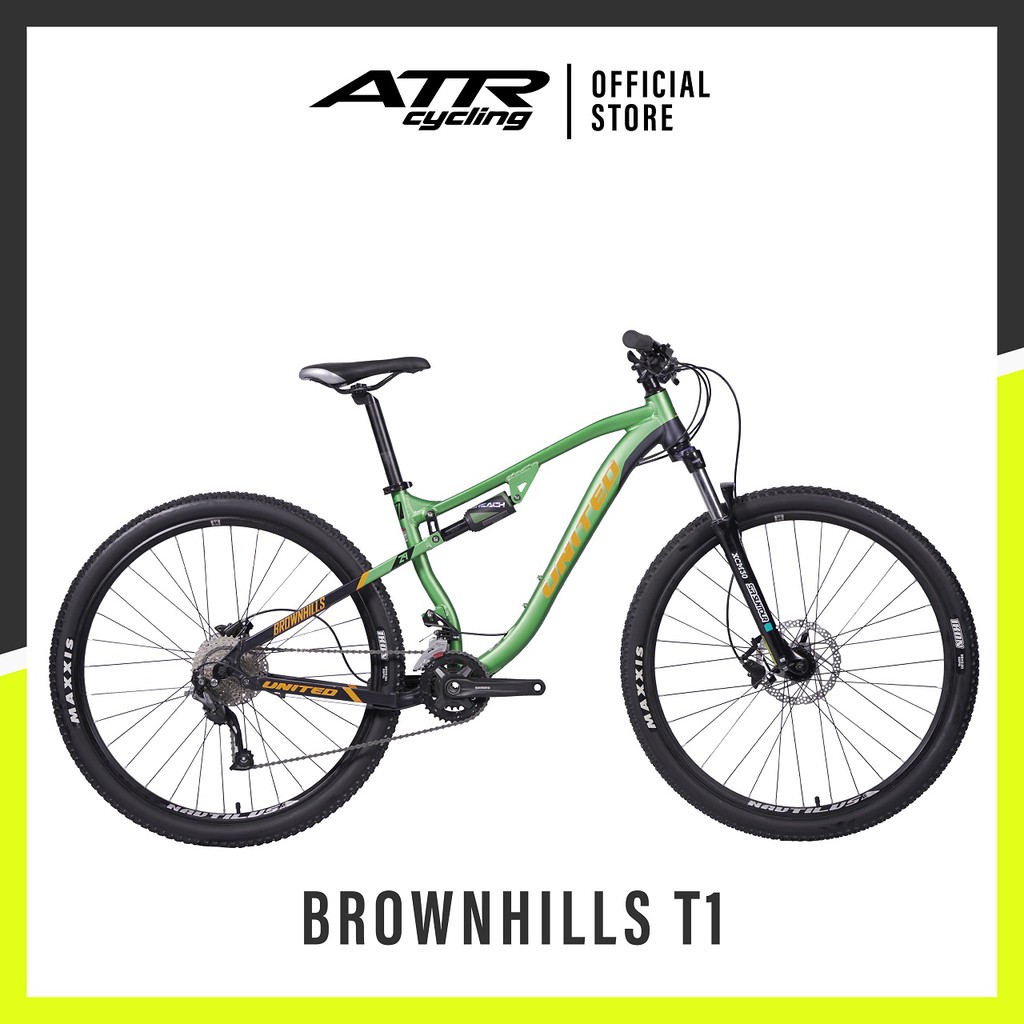Jual United BROWNHILLS T1 Sepeda Gunung MTB AL 29-18 15 inch Green Black | Shopee Indonesia