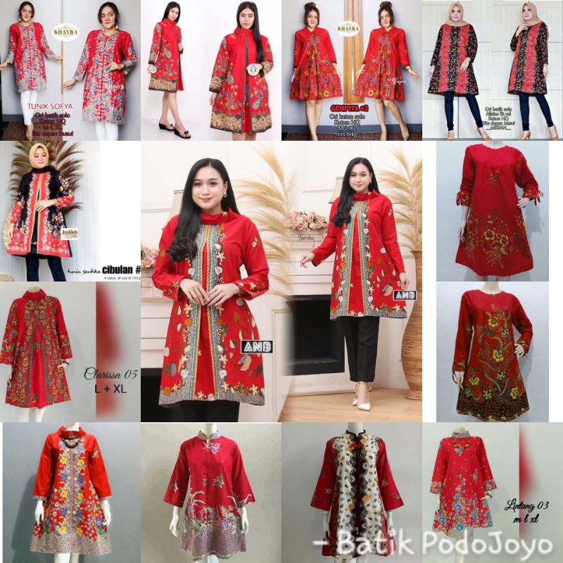 Jual TUNIK BATIK WANITA ATASAN WANITA TUNIK SERAGAM BRIDESMAID WARNA MERAH WARNA MAROON ADEM ...