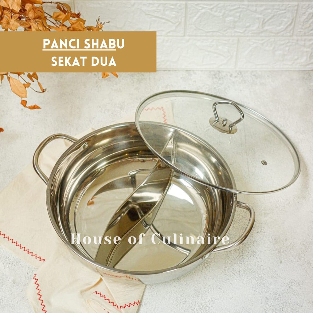 Jual Panci Shabu Shabu Sekat 2 Steamboat Hot Pot Diameter 30 cm ...
