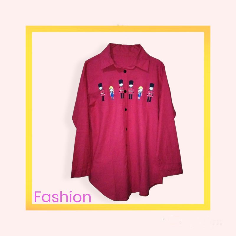 Jual Kemeja cewek | kemeja warna merah | | Shopee Indonesia