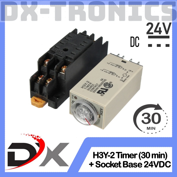 Jual H3Y-2 Delay Timer Relay DPDT + Socket 24VDC 30 minutes H3Y 30 ...