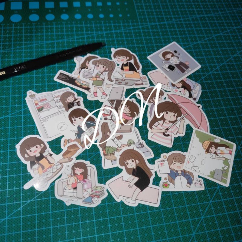 Jual Stiker kertas karakter girl cute 16pcs sticker kertas glossy gadis ...