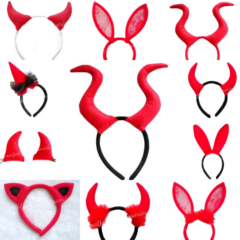 Jual Halloween Merah Bando Halloween Maleficent Tongkat Ekor Devil ...