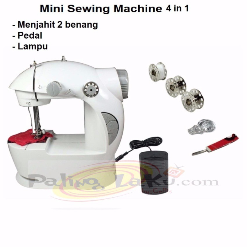 Jual Mesin Jahit Mini Portable 4 in 1 with pedal/ two speed control + Lampu - Putih | Shopee ...
