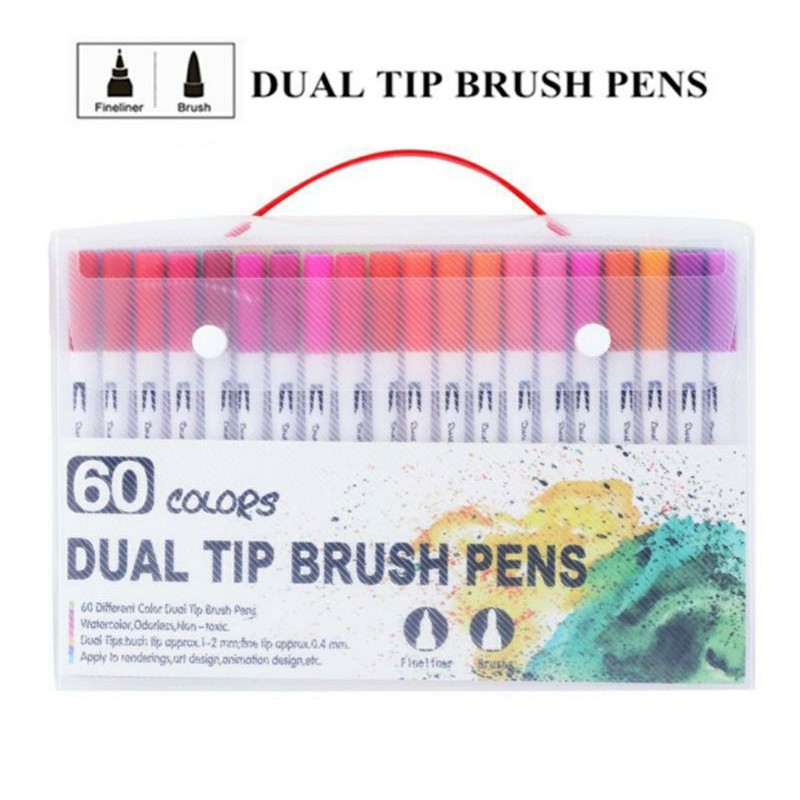 Jual Dual Tip Brush Pen 60 pcs | Shopee Indonesia