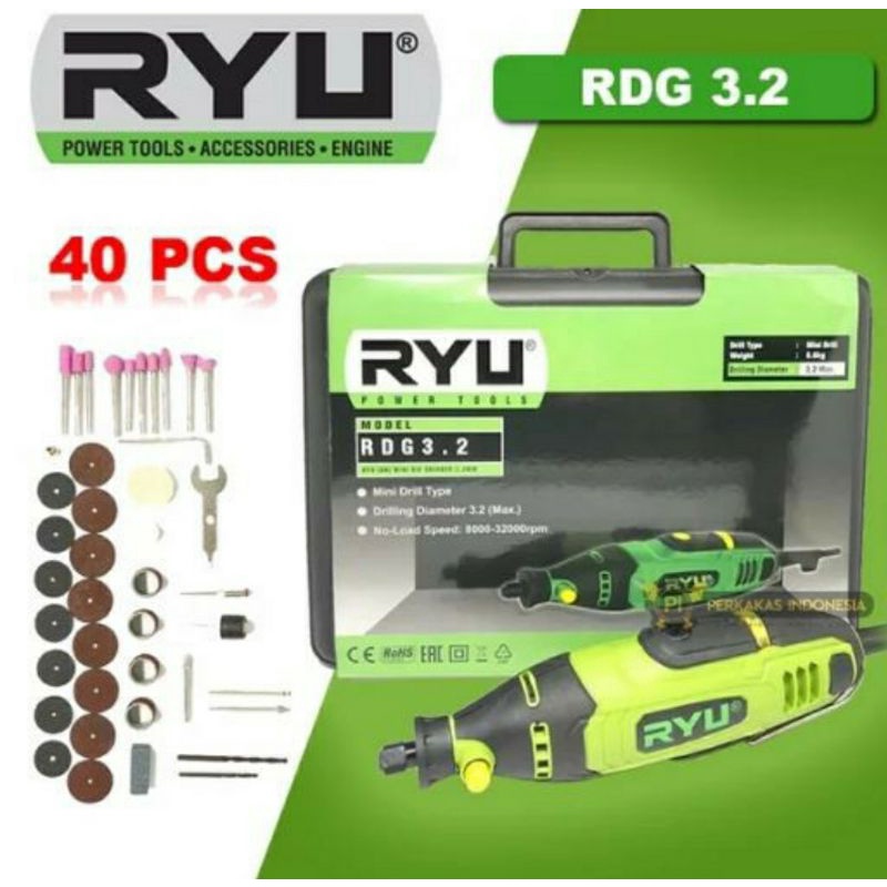 Jual RYU RDG 3.2 Mini die grinder set tuner gerinda bor mini RYU RDG3.2 Bor cun | Shopee Indonesia