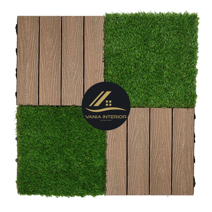 Jual LANTAI KAYU DECK TILE WPC SELGRID GRASS TILE TILE TEAK TILE COFFEE ...