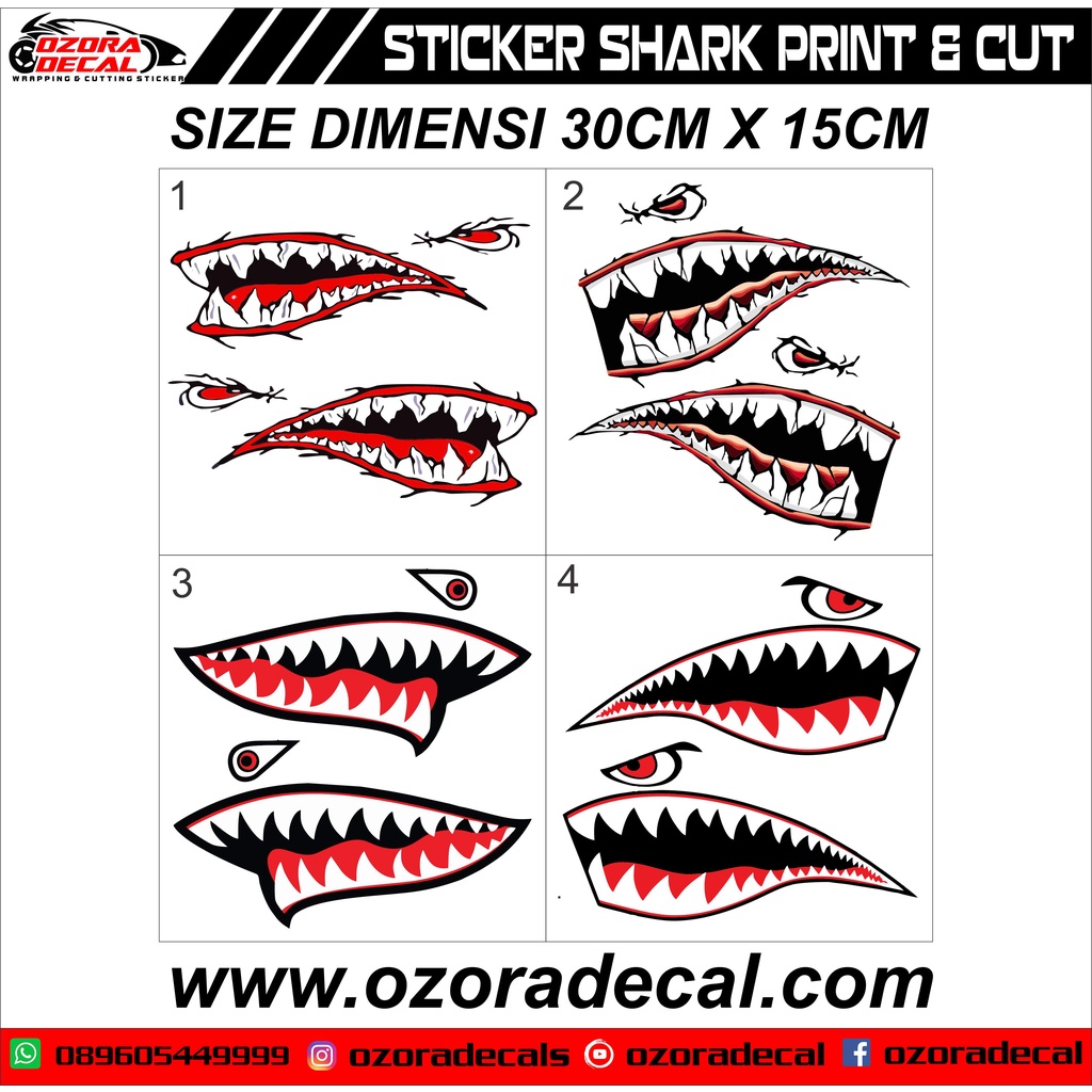 Jual sticker shark universal 30cm x 15cm | Shopee Indonesia