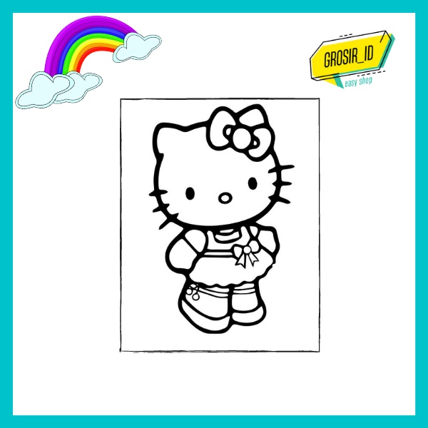 Jual Gambar Sketsa Mewarnai Hello Kitty / Seketsa Lukis / Drawing ...