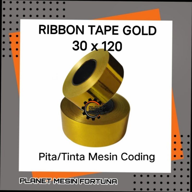 Jual Pita Tinta Mesin Coding/Ribbon Tape Gold 30x120 | Shopee Indonesia