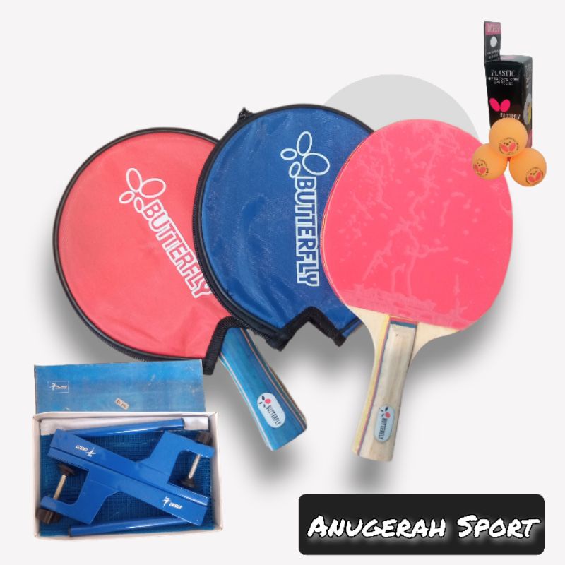 Jual [COD] Bet Bat Tenis Meja Butterfly | Bola Pingpong Tenis Meja 3pcs | Net Tenis Meja + Tiang ...