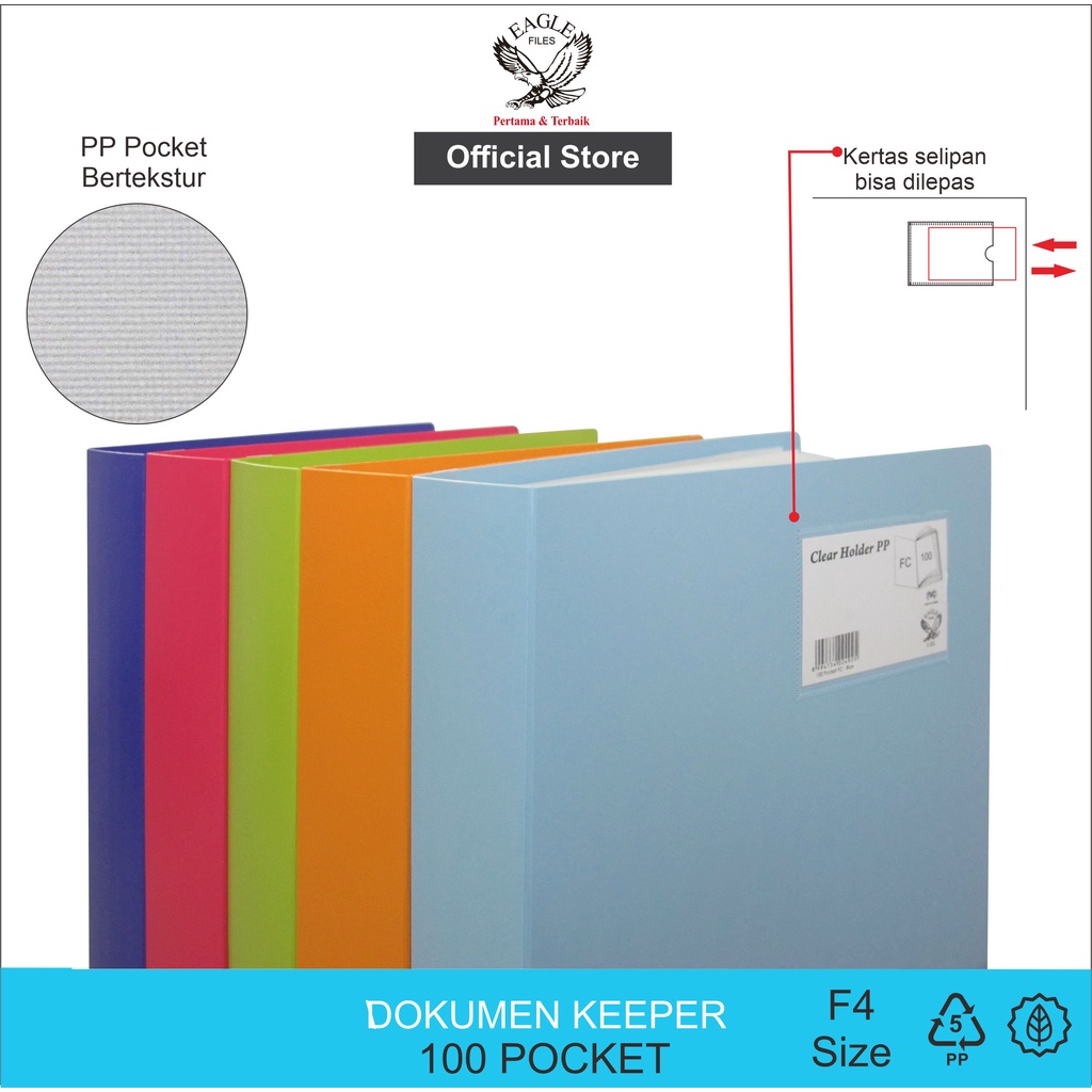 Jual Dokumen Keeper 100 Pocket EAGLE F4 Clear Holder Document Keeper ...