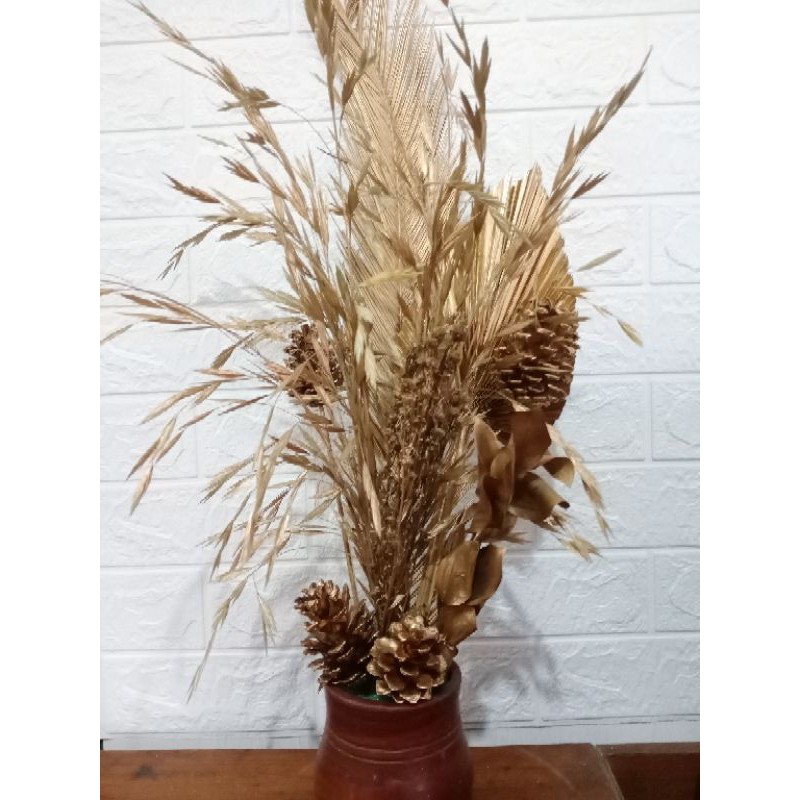 Jual Paket Bunga Rustic+Daun Palem Kering+Padi-padian+Pinus+Daun Kering ...