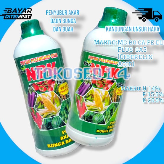 Jual Pupuk Bio Npk Cair plus Ga3 21% 1 liter cod sebagai penyubur akar daun bunga dan buah ...