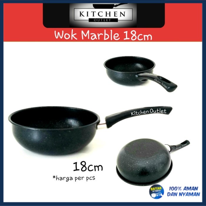 Jual 18Cm Panci Anti Lengket Wok Non Stick Wok Pan Marble (PROMO ...
