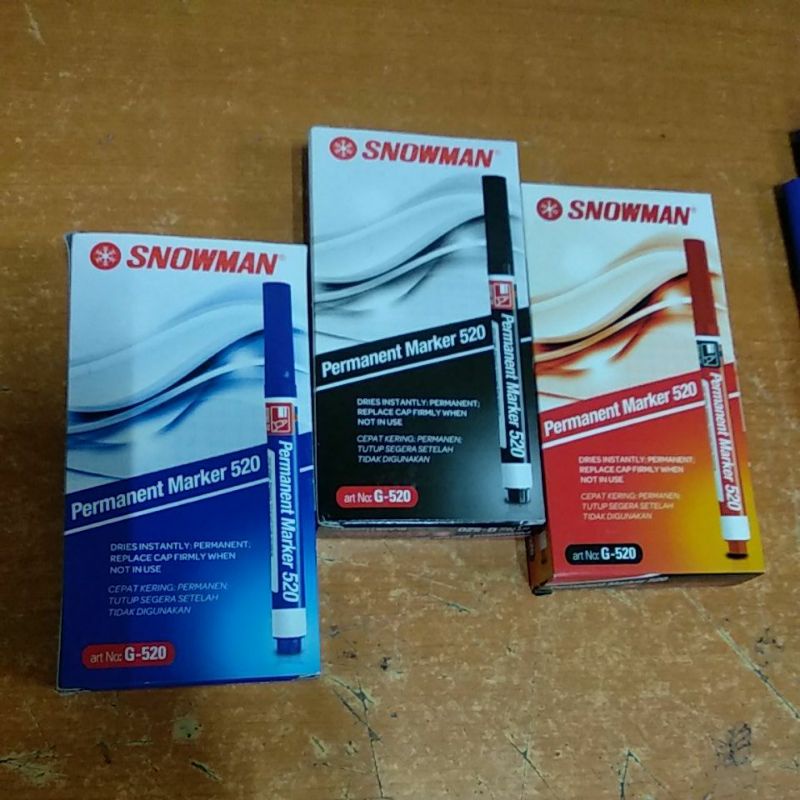 Jual Spidol Snowman Permanent Marker G520 per lusin | Shopee Indonesia