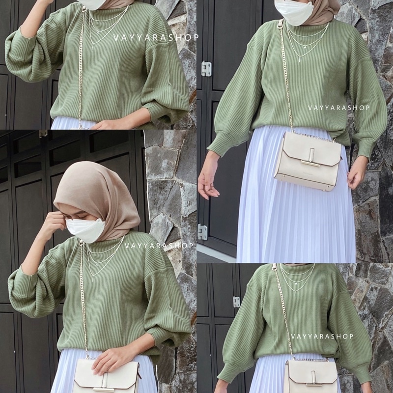 Jual Vayyara - Ballora Knit Lengan Balon Turtleneck / baju blouse ...