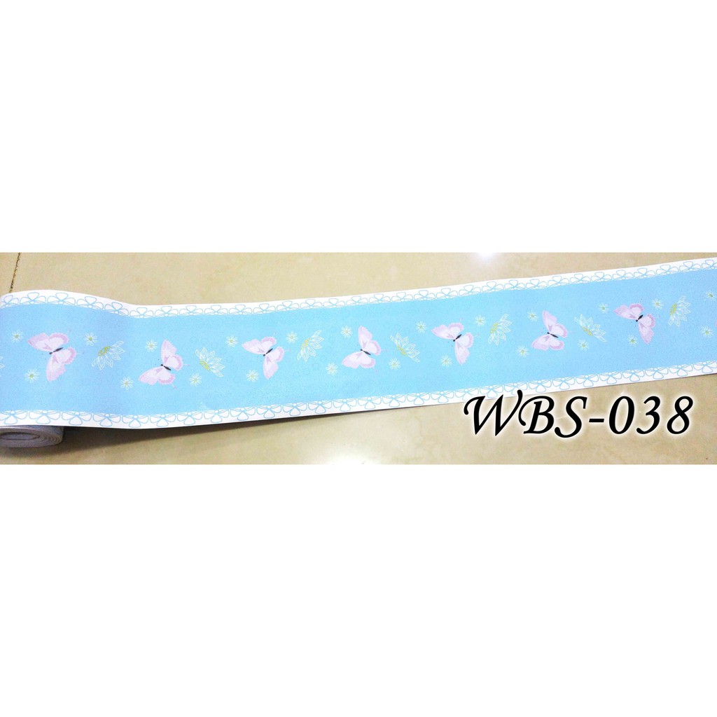 Jual WBS038 CUTE SOFT BLUE WALL BORDER STICKER KACA DAN DINDING 10M ...