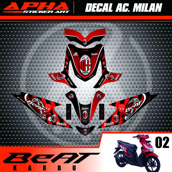 Jual stiker beat karbu ac milan, decal honda beat, les honda beat karbu ...
