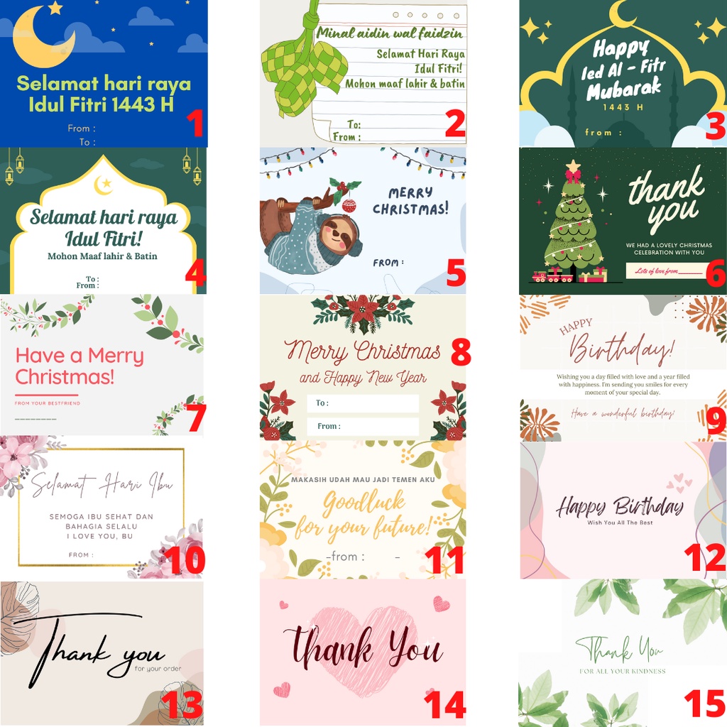 Jual Kartu ucapan thank you card gift card kartu Selamat kartu natal ...