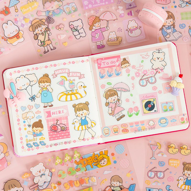 Jual Stiker PVC Aesthetic Tumblr Happy Girl Sticker Girl Korea DIY ...