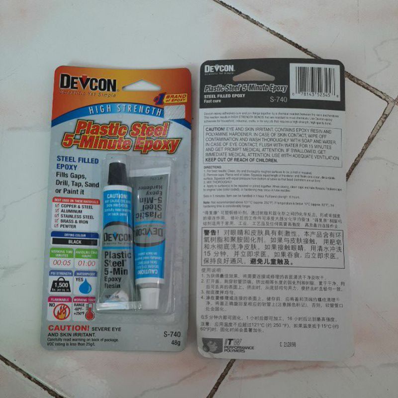 Jual DEVCON S-740 Plastic Steel 5 Menit Epoxy Adhesive - Lem Besi Campur | Shopee Indonesia